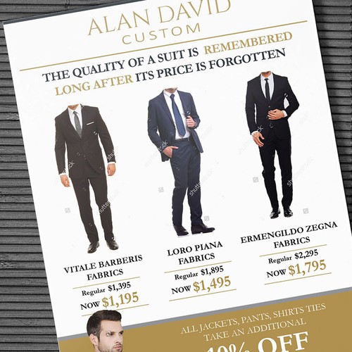 Create a beautiful and upscale direct mail piece for a custom suit ...