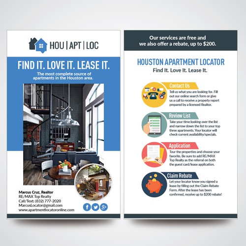 Design a modern, edgy, fun postcard for HOU Apartment Locator ...