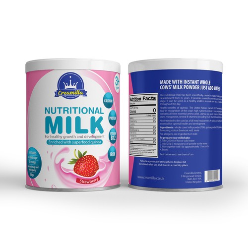 Strawberry milk powder packaging design | Product packaging contest