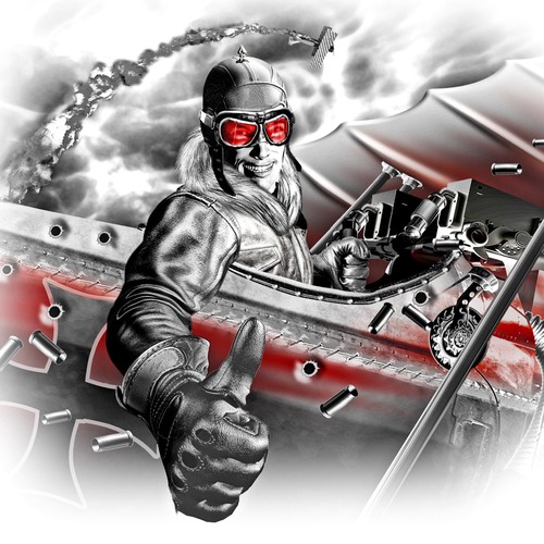 Badass Red Baron - WWI Fighter Pilot - Fighting Scene - Tattoo Design ...