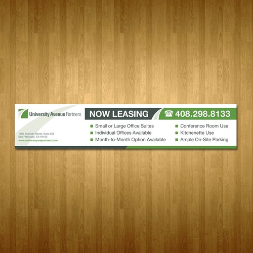 Create sleek leasing sign for modern office building. | Signage contest