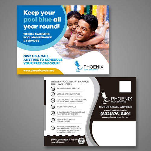 Designs | Creatively simple postcard design for pool cleaning company ...