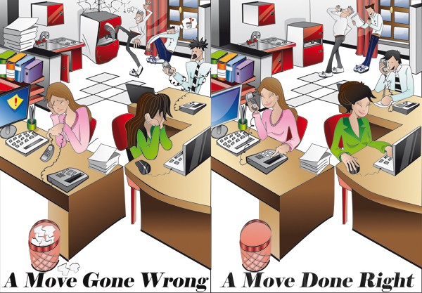 Cartoon illustration - Make an office move happy not sad ...