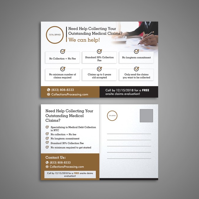 Postcard for Medical Debt Collection Agency in NYC | Postcard, flyer or ...