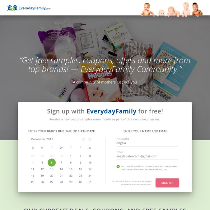 Create a new lead generation landing page for EverydayFamily.com ...