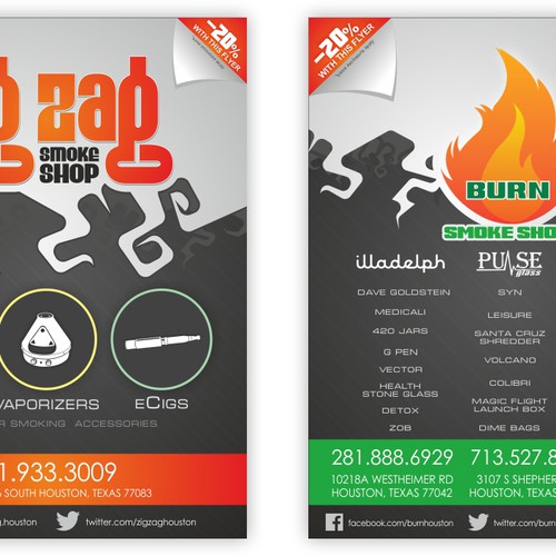 Enter to win flyer design for Zig Zag and Burn Smoke Shop | Postcard ...