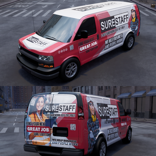 Designs | Surestaff Recruiting & Transportation Van Wrap - Eye-popping ...