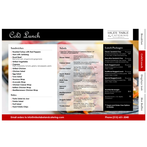 Create Catering Menus for Miles Table & Catering | Menu contest
