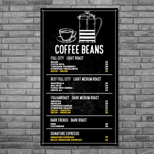 Coffee Menu Board Design
