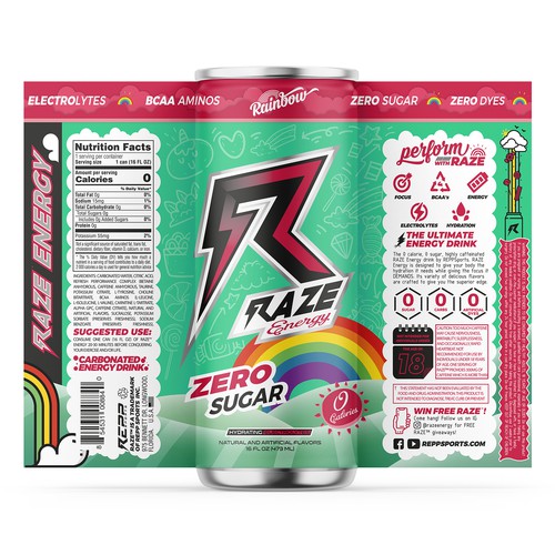Designs | Raze Energy Rainbow Flavor Can | Product label contest