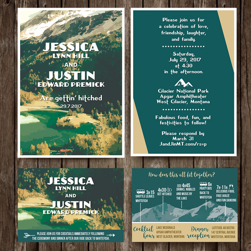 Fun Vintage National Parks Wedding Invitation & Reception Card | Card ...