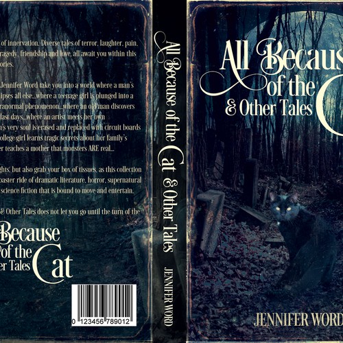 Create a classic book cover for a short story collection of horror ...