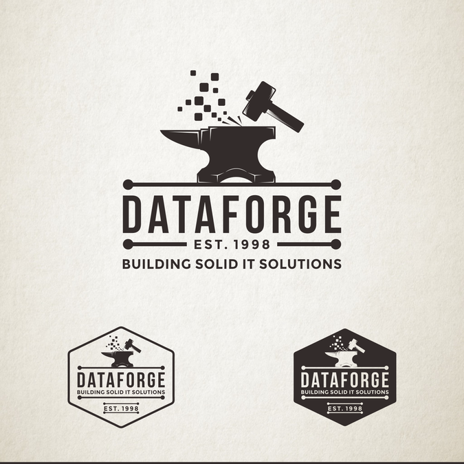 Create a captivating vintage forge logo for an IT company (Dataforge ...