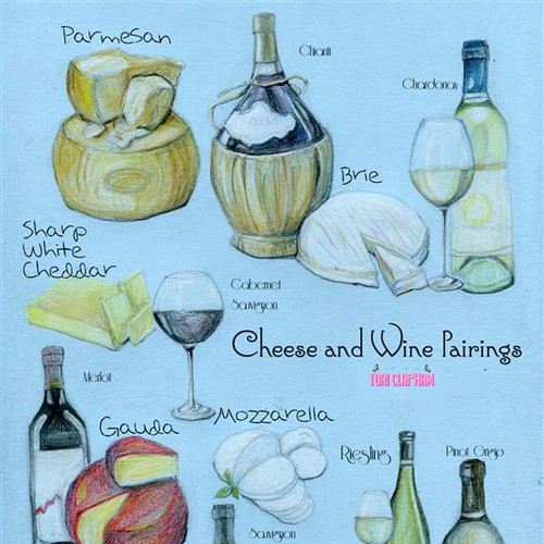 Designs | Vintage cheese and wine pairing poster! | Postcard, flyer or ...