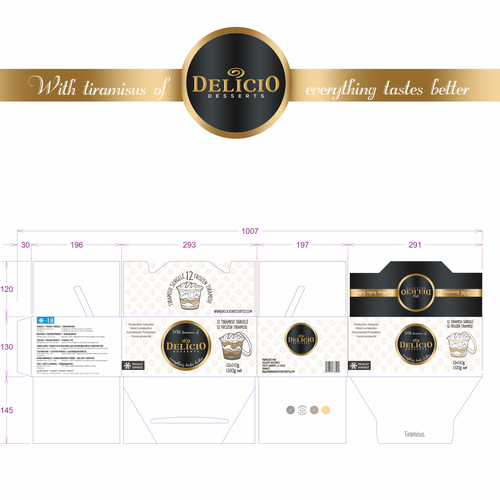 Créer un packaging de la marque de dessert tiramisu DELICIO / Create a ...