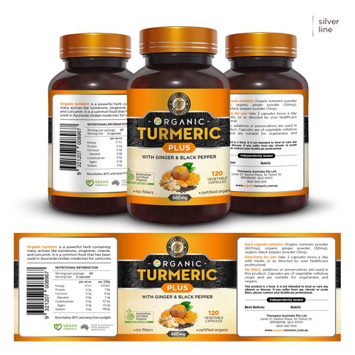 Designs | Organic Turmeric supplement label - redesign | Product label ...