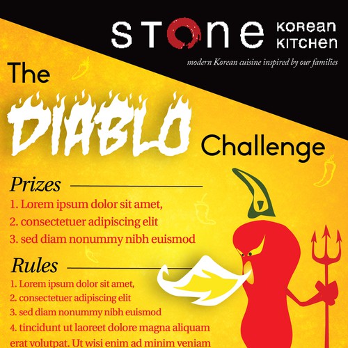Create a spicy food challenge poster for Stone Korean Kitchen ...
