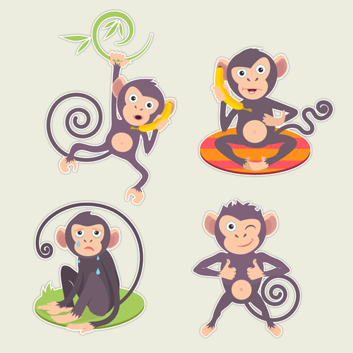 Cute/Funny/Sassy Monkey Character (12 Sticker Pack) | Character or ...