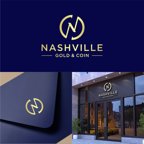 Vintage/stamped logo nashville gold & coin logo design | Logo design ...