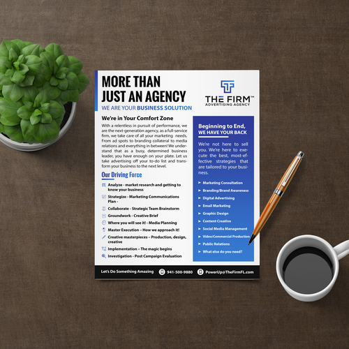 Ad Agency One-sheet/Fact-Sheet | Postcard, flyer or print contest