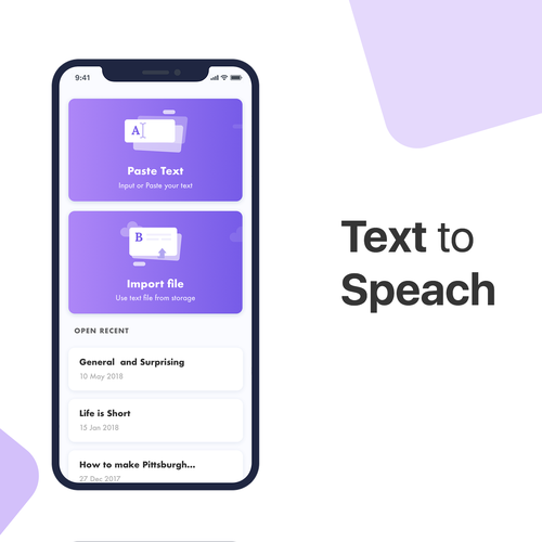 Design a simple and clean UI for a Text to Speech app | App design contest