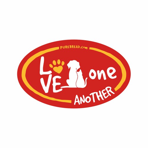 Designs | LOVE ONE ANOTHER sticker - dog and cat | Illustration or ...