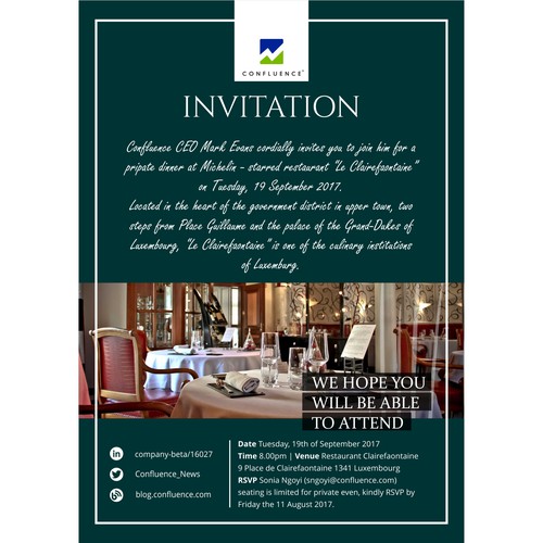 Dinner Invitation Design for Company Event | Card or invitation contest