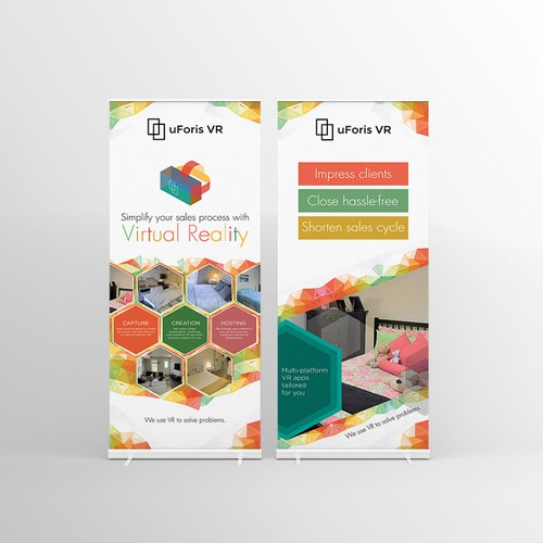 Create 2 cool retractable banner designs for a Virtual Reality company ...