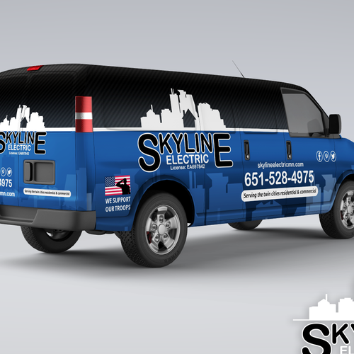 Create a cool simple eye catching fleet of vehicles for an electrical ...