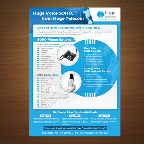 Single page A4 brochure for telecom company | Brochure contest