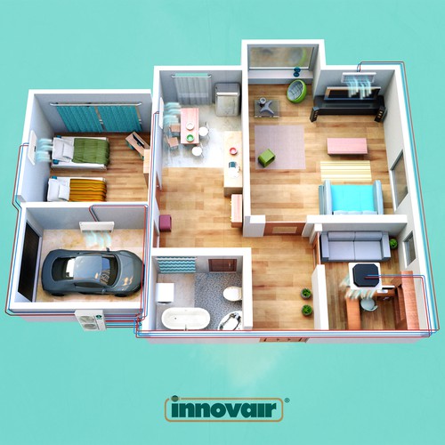 Designs | Design a 3D house illustrating how Air Conditioning product ...