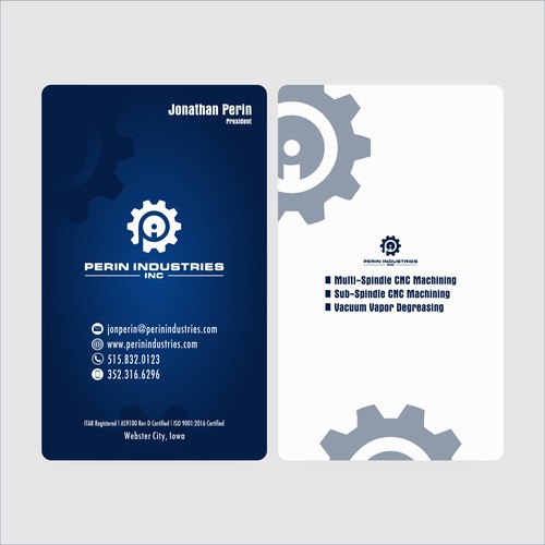 Perin Industries, Inc- Manufacturing Industry Business Card | Business ...