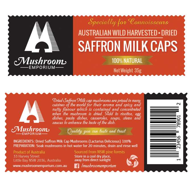 Packaging Label for Dried Mushrooms from Mushroom Emporium | Product ...