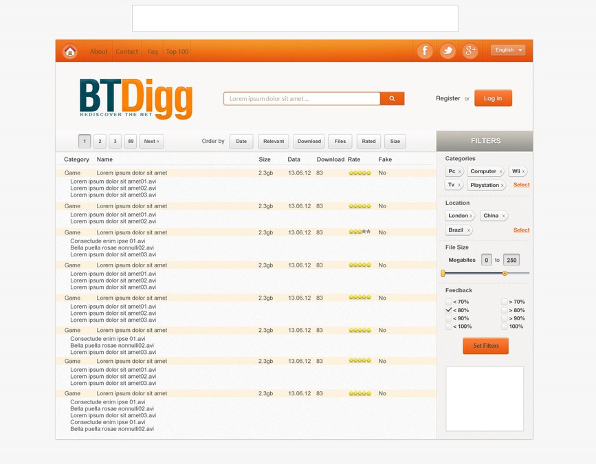Help BTDigg with a new website design | Web page design contest