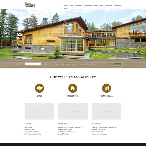 Create a clean, rustic page for a local real estate company | Landing ...