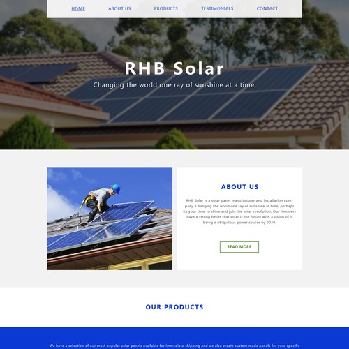 Solar Panel Website | Web page design contest