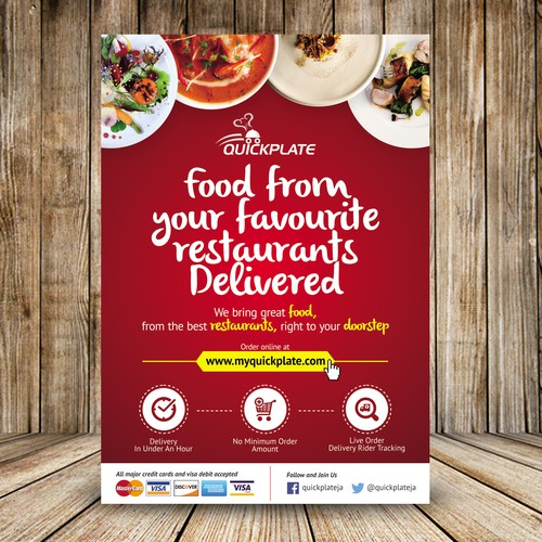 Create a beautiful, sophisticated flyer for a premium online food ...