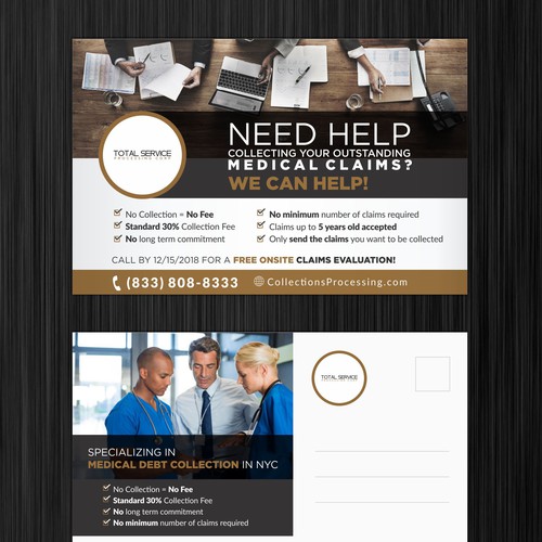 Postcard for Medical Debt Collection Agency in NYC | Postcard, flyer or ...
