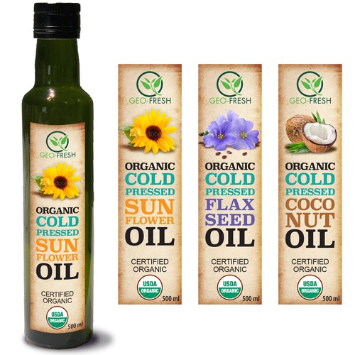 Organic Cold Pressed Oils Label Design | Product label contest