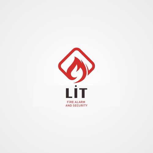 Descriptive logo for "Lit Fire alarm and security" company that ...