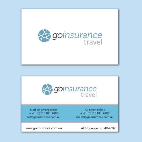 Travel Insurance emergency contact card design | Business card contest
