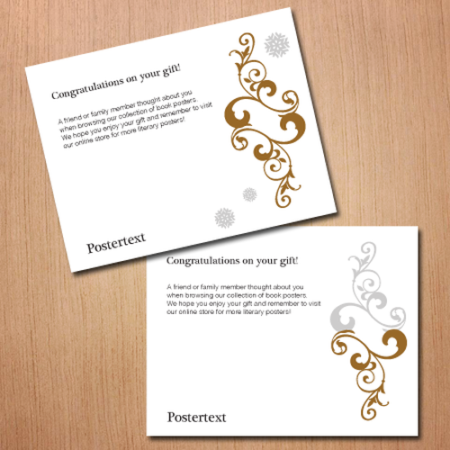 Design a gift note template for our literary poster company ...