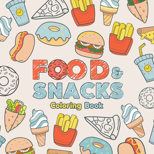 Designs | Square Cover for Food & Snacks Coloring Book | Book cover contest