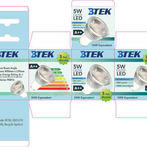 Create a brand led lighting retail packing box with recycled paper ...