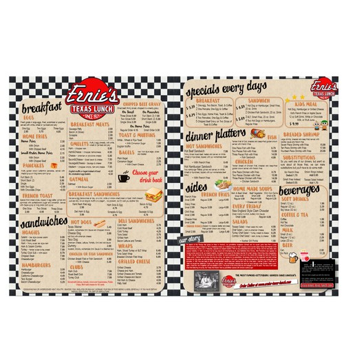 50s Diner Menu
