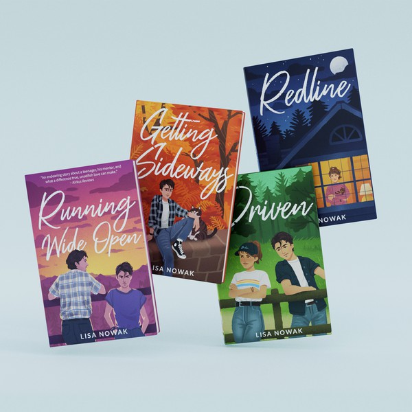 First of four illustrated book covers for a character-driven ...