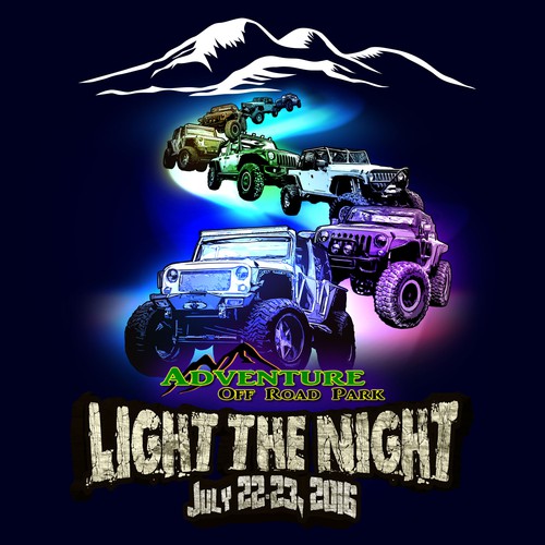 "Light the Night" 4x4 Jeep like Trail Riding Event Shirt | T-shirt contest