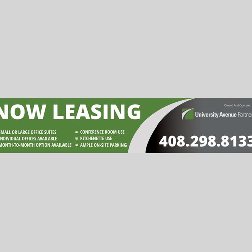 Create sleek leasing sign for modern office building. | Signage contest