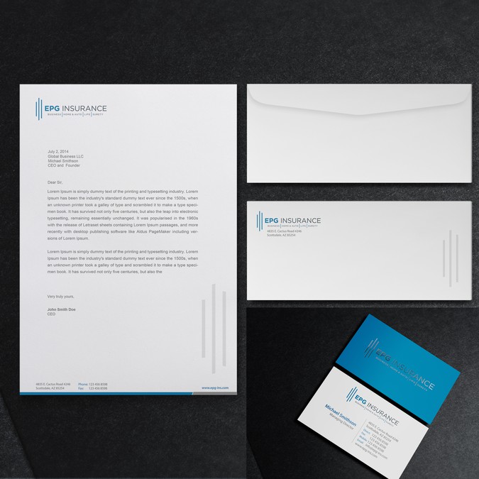 Progressive Business Card, Stationary and Envelope for Insurance Agency ...