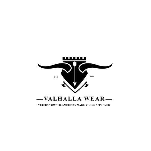 Create a badass viking themed logo for veteran owned clothing company ...